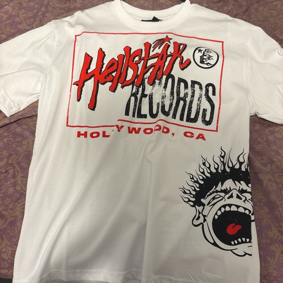 Shirts | Hellstar Records Graphic Tee White And Red | Poshmark